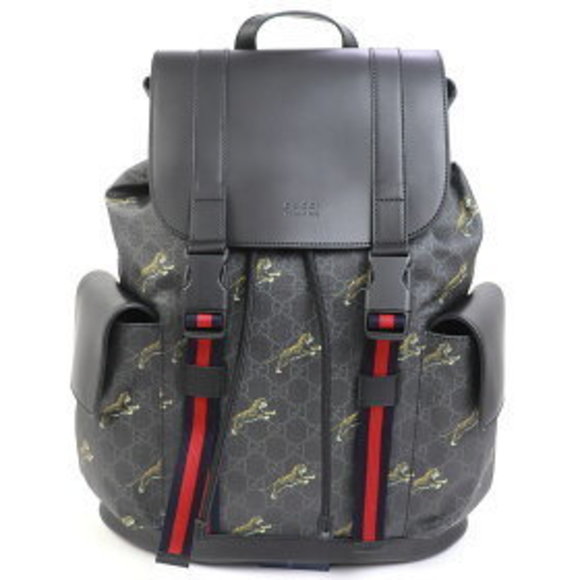 Gucci | Bags | Gucci Soft Gg Supreme Tiger Print Backpack Grey X Black ...